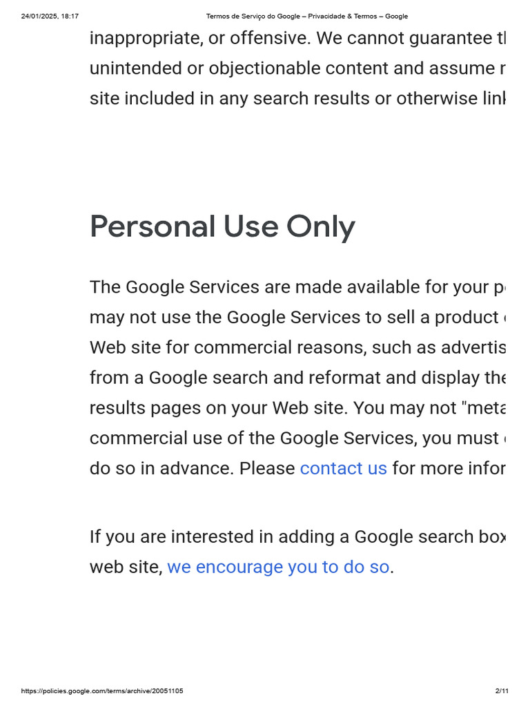 Personal Use Only: Contact Us | PDF