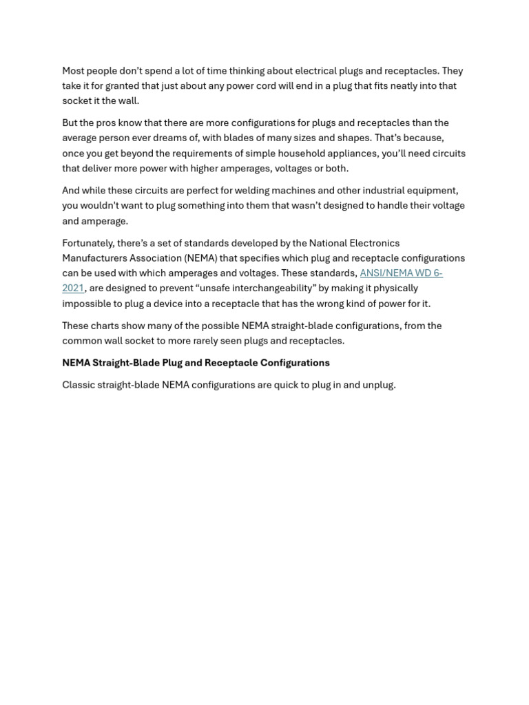 NEMA Plug and Receptacle Configurations | PDF | Ac Power Plugs And ...