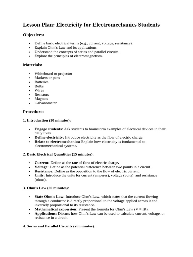 Electricity Basics for Electromechanics | PDF | Series And Parallel Circuits | Electric Current