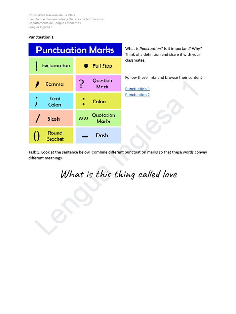 Punctuation Task 1 - Students Copy - Module 1 | PDF
