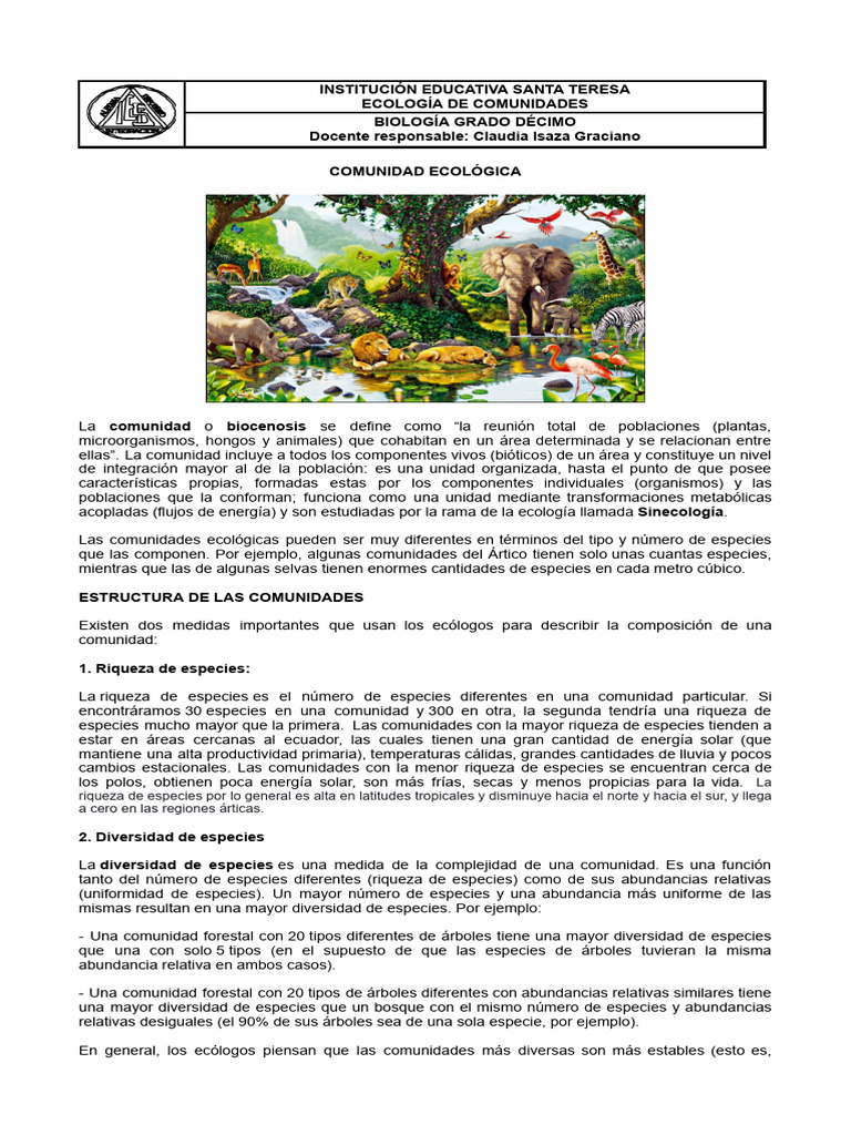 Gu-A de Aprendizaje Ecolog-A de Comunidades | PDF | Ecología | Los bosques