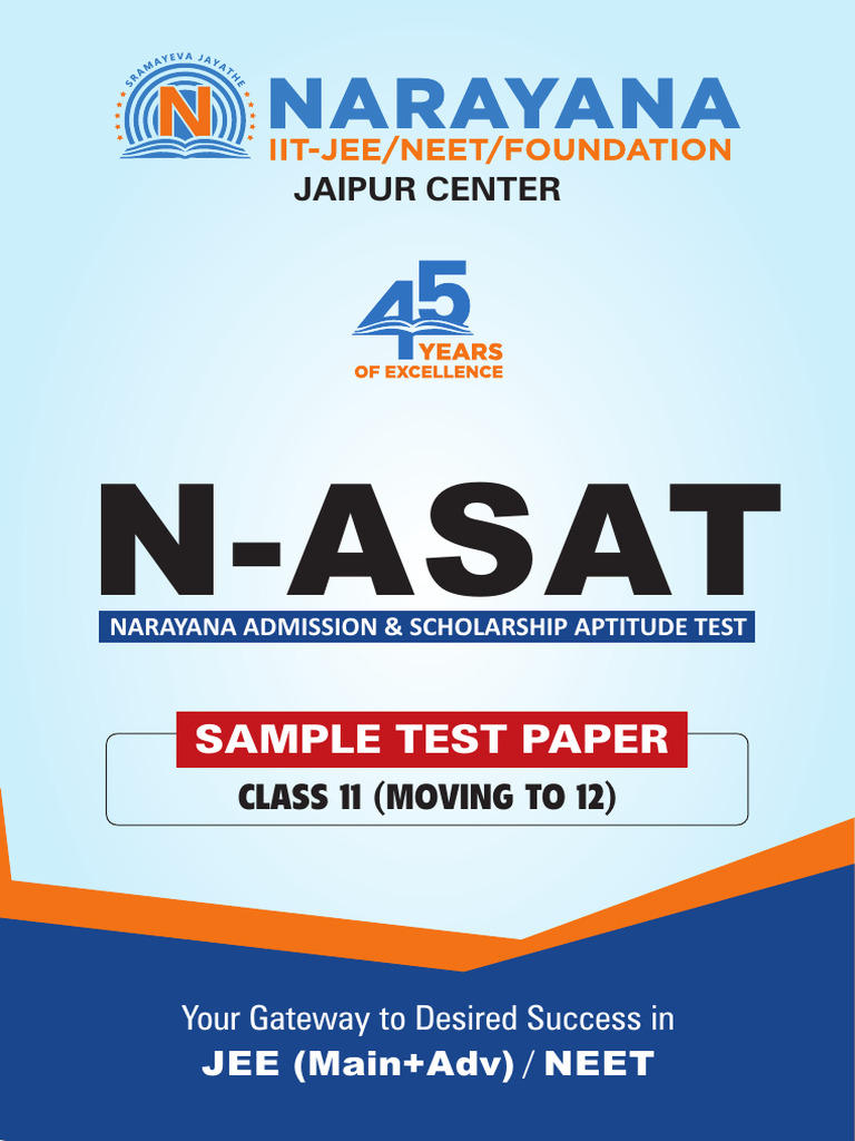 Class 11 N-ASAT Sample Test Paper | PDF | Chemical Equilibrium | Force