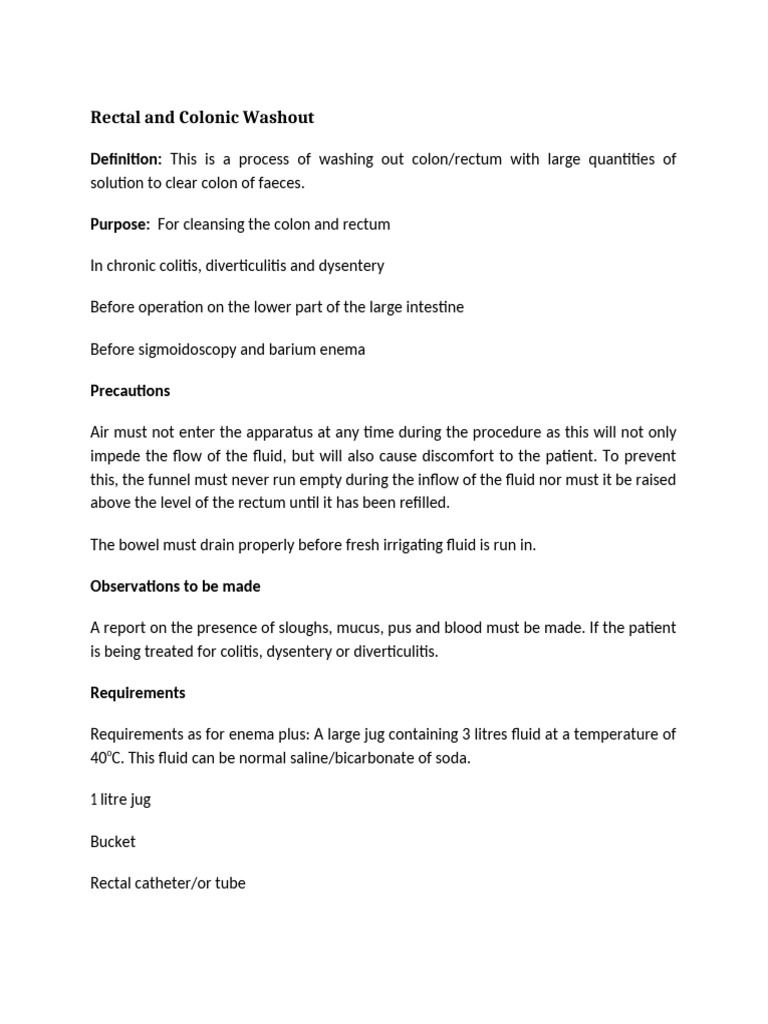 Rectal and Colon washout | PDF