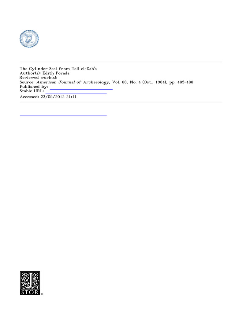 The Cylinder Seal From Tell El-Daba (Edith Porada) (Z-Library) | PDF | Axe