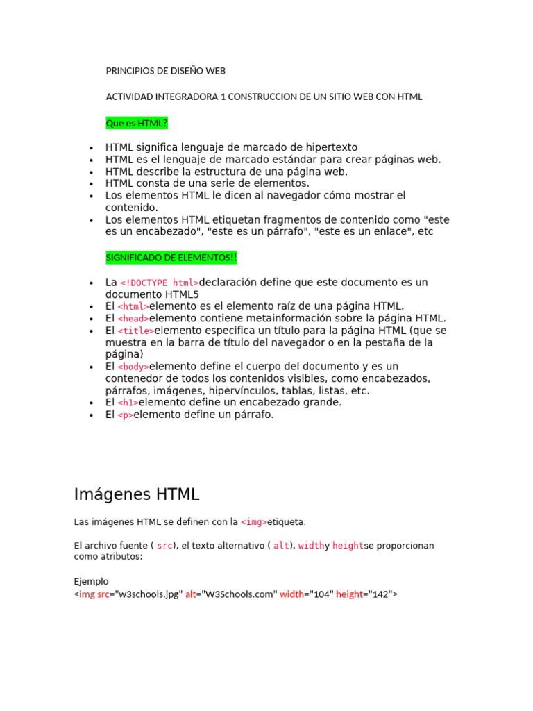 Significado de HTML y sus Elementos | PDF | Html5 | World Wide Web