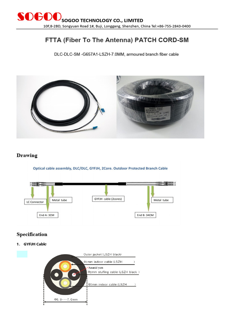 7.0mm DLC-DLC SM Duplex Fiber Optic cable | PDF | Optical Fiber | Materials