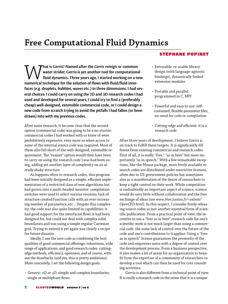 Popinet S., Free Computational Fluid Dynamics | PDF | Navier–Stokes Equations | Continuum Mechanics