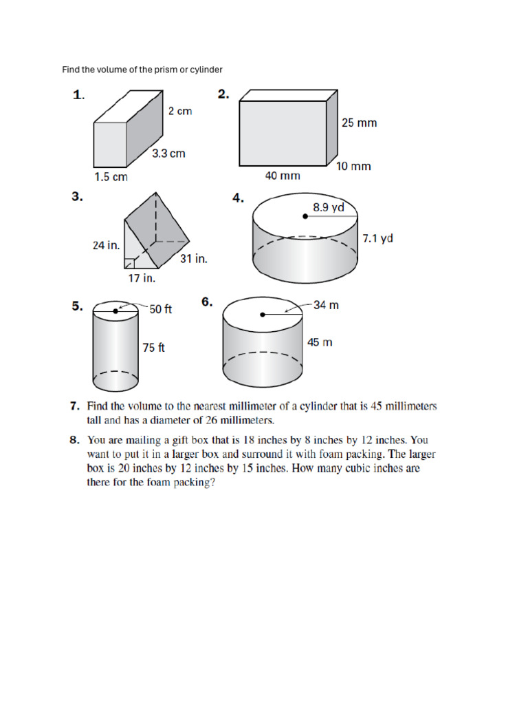 Volume Practice Problems | PDF