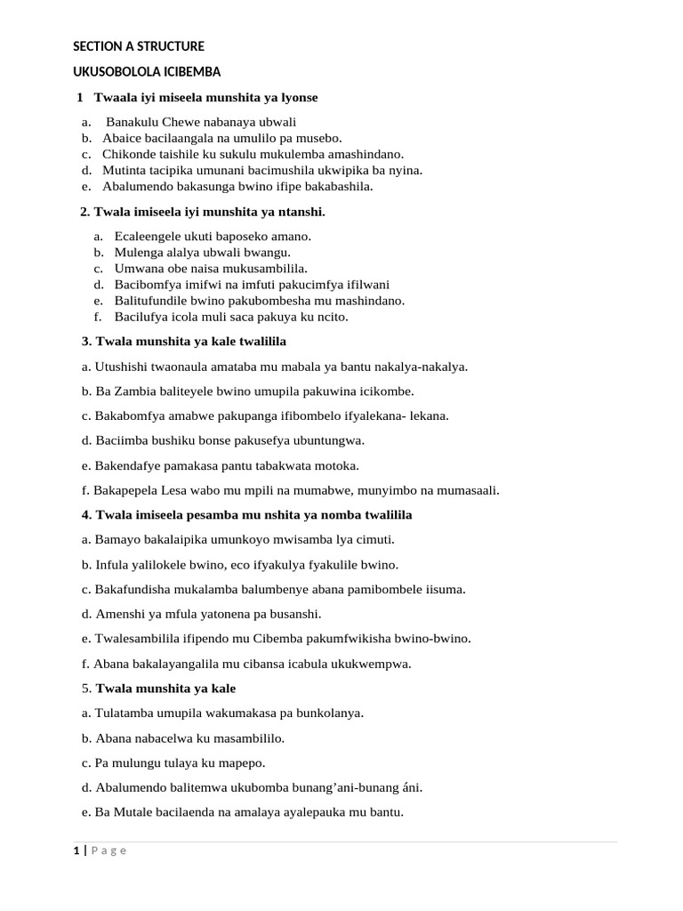 Cibemba Language Learning Guide | PDF