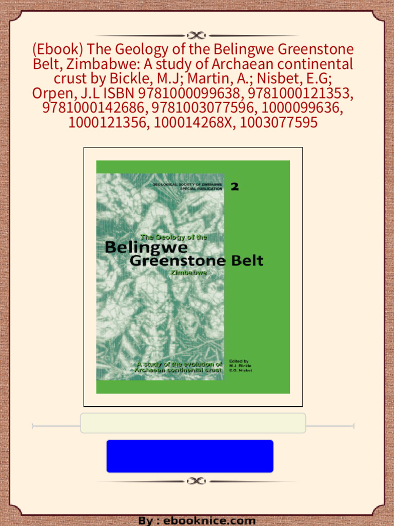 Complete Download (Ebook) The Geology of the Belingwe Greenstone Belt ... Complete Download (Ebook) The Geology of the Belingwe Greenstone Belt ...