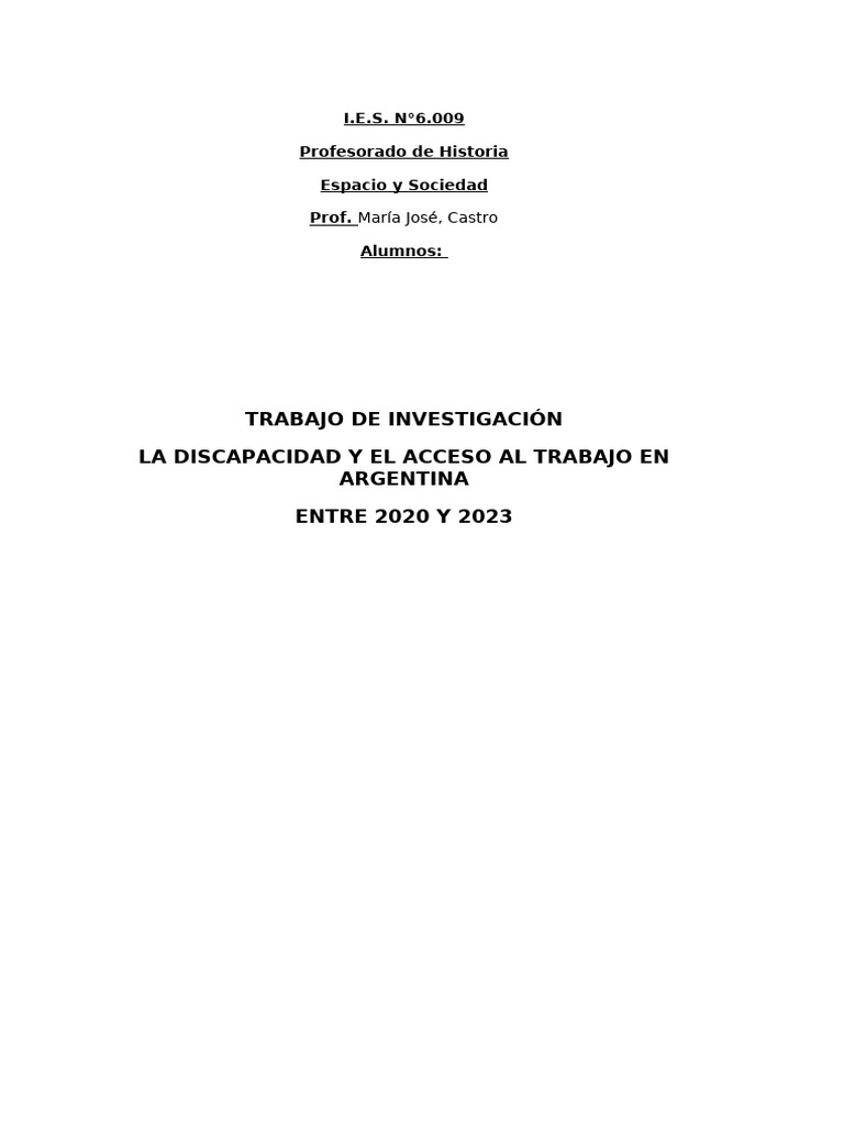 Discapacidad y Trabajo Esp y Soc | PDF | Invalidez | Argentina
