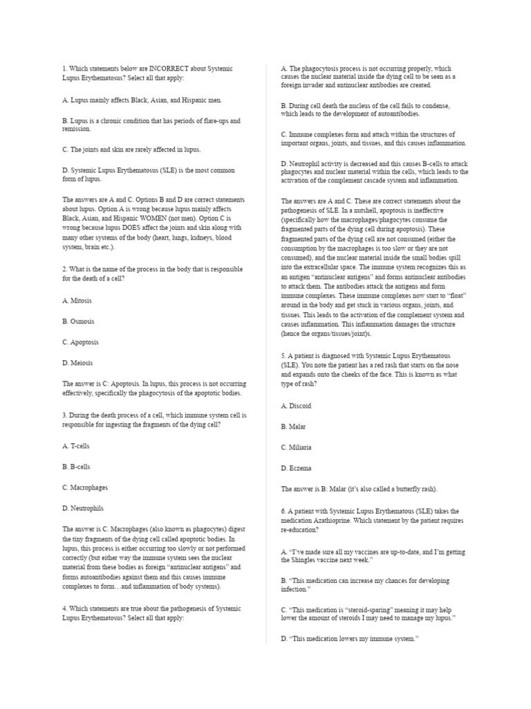 SLE mcq | PDF | Phagocyte | Immune System