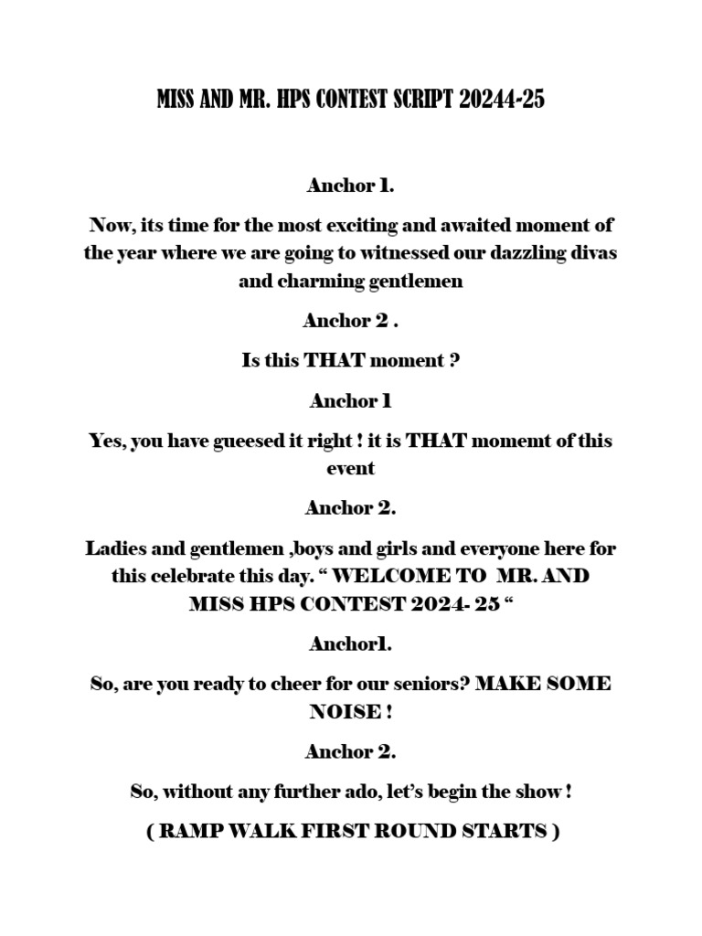 MISS and MR. HPS Contest Script | PDF