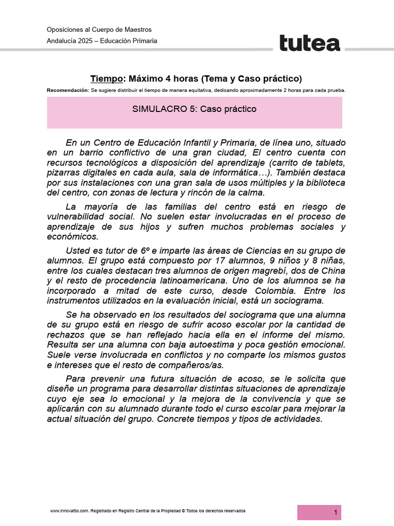 Simulacro 5 - Caso - Primaria Andalucia | PDF