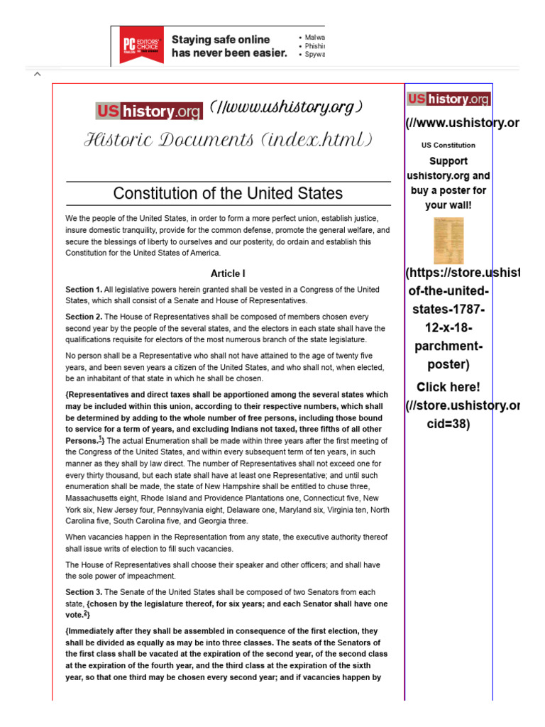 US Constitution 1787 Parchment Poster | PDF | American Government ...