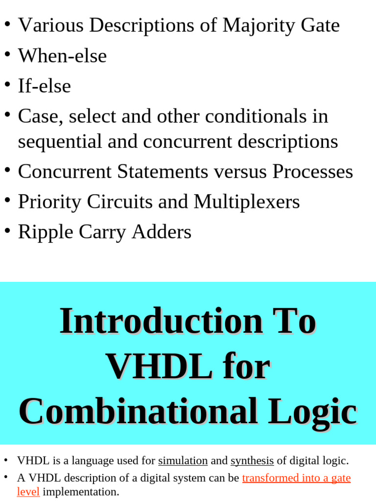 Lecture 5a Vhdl For Combinational Circuits Pdf Vhdl Design 7432
