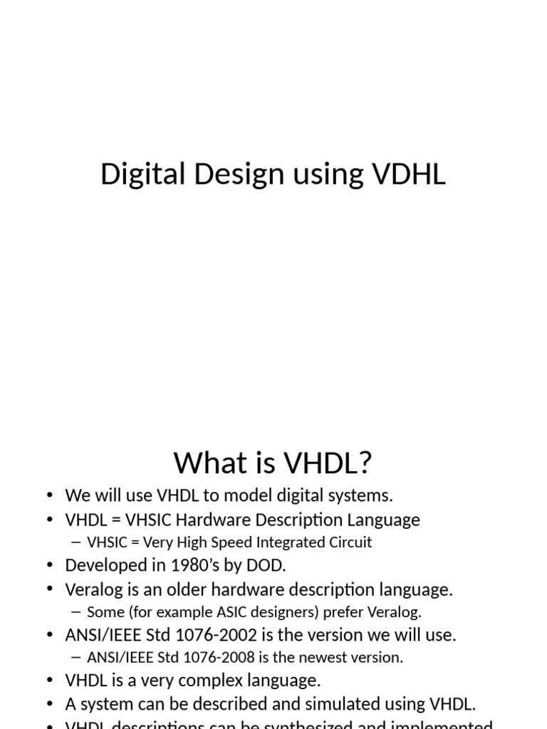 VHDL Digital Design Basics | PDF