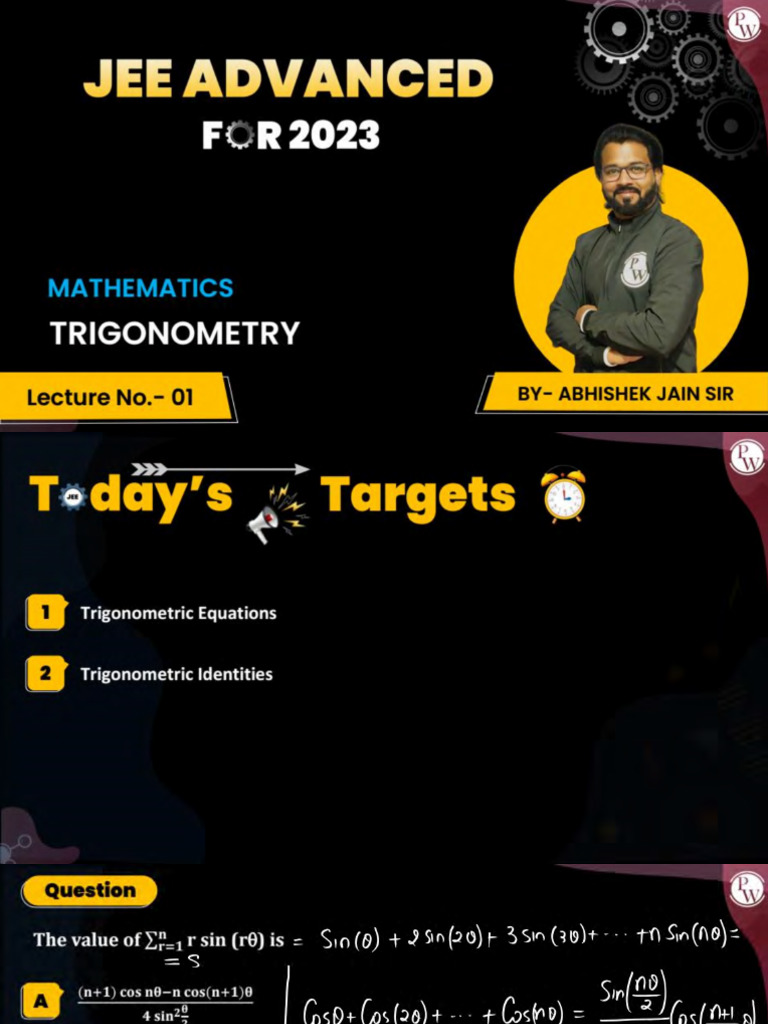 Trigonometry 01 - Class Notes - JEE Advance 2023 | PDF