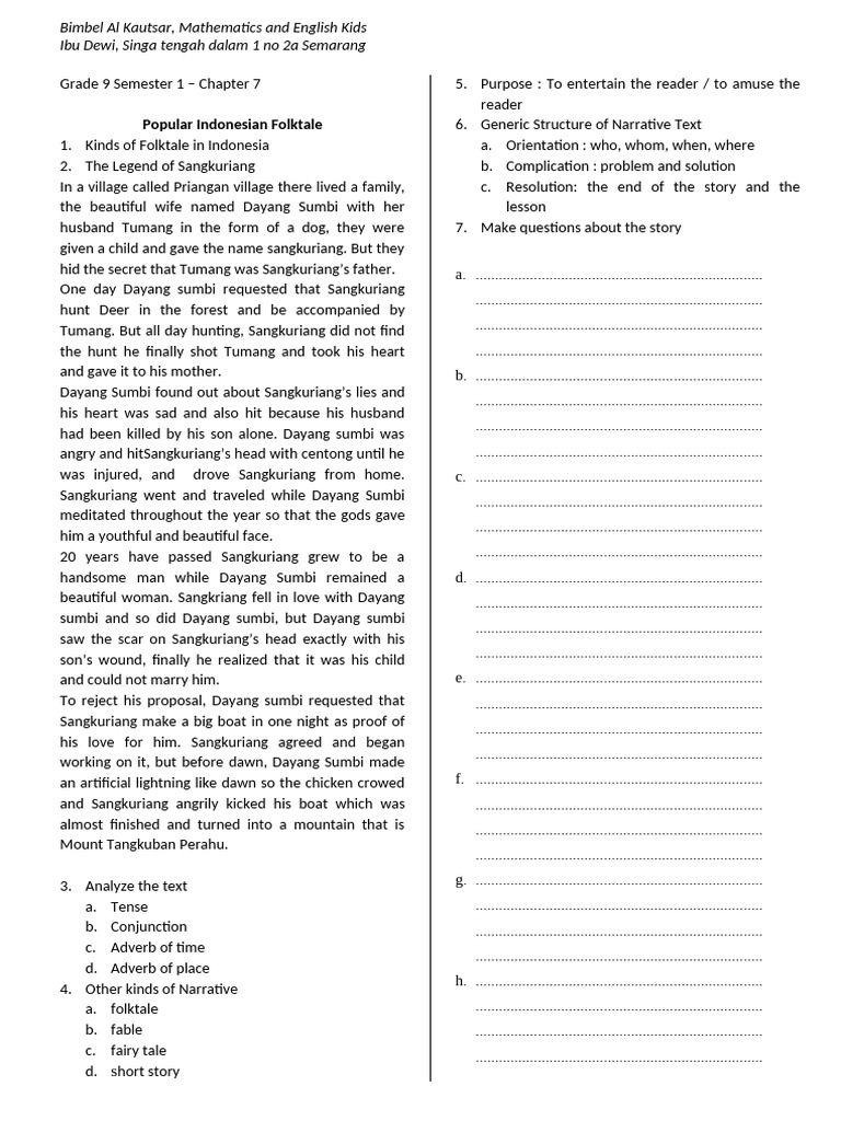 Grade 9 Semester 2 | PDF | Traditional Stories | Folklore