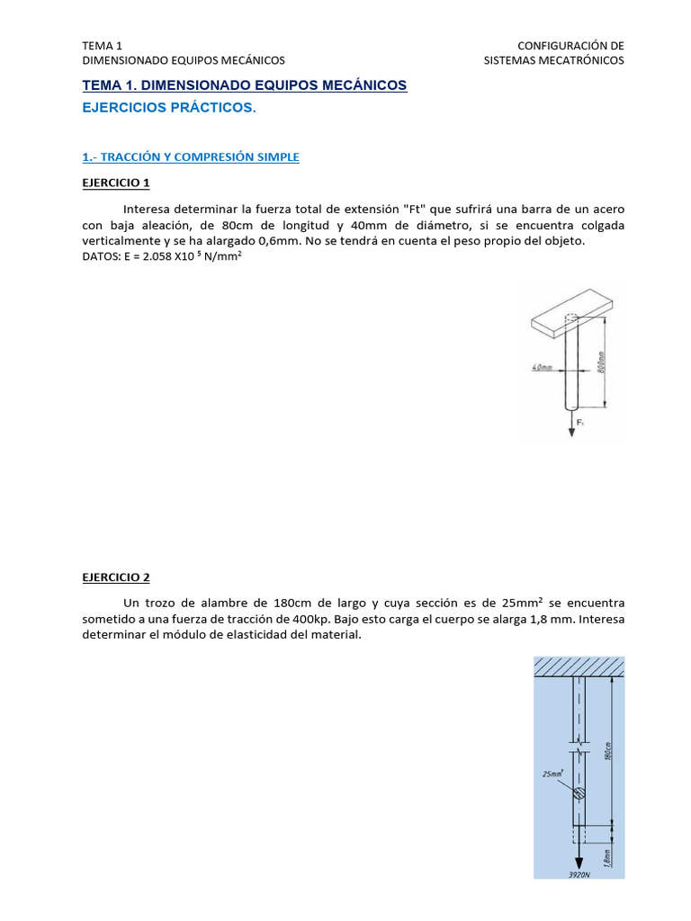 Csm2 t1 Tracción Ejercicios 1 | PDF | Acero | Estrés (Mecánica)