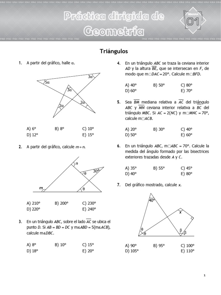 Fórmulas y Cálculos en Triángulos | PDF | Triángulo | Geometría euclidiana