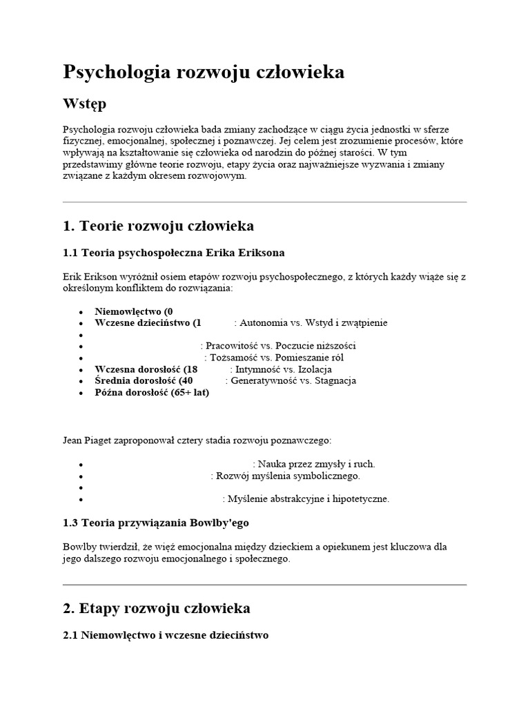 Psychologia Rozwoju Człowieka | PDF