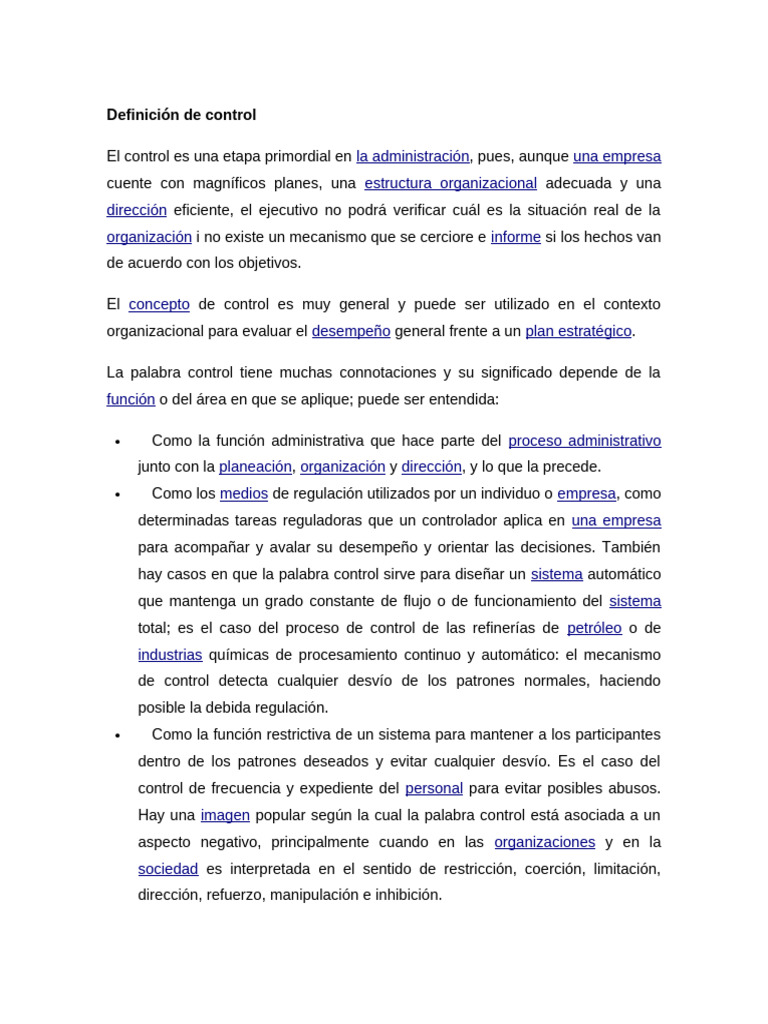 Definición de Control | PDF | Business | Planificación