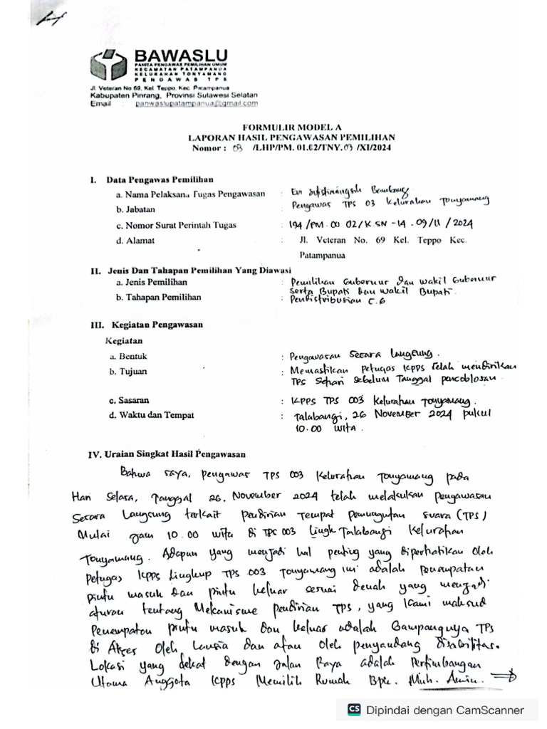 Pembuatan TPS 003 Tonyamang | PDF