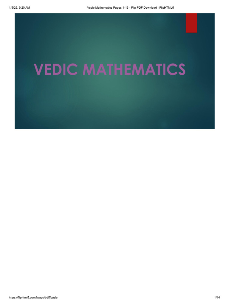 Vedic Mathematics Pages 1-13 - Flip PDF Download - FlipHTML5 | PDF
