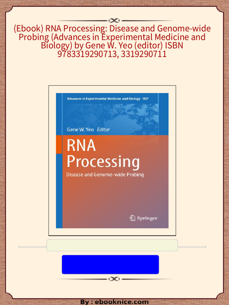 Get (Ebook) RNA Processing: Disease and Genome-wide Probing (Advances ...