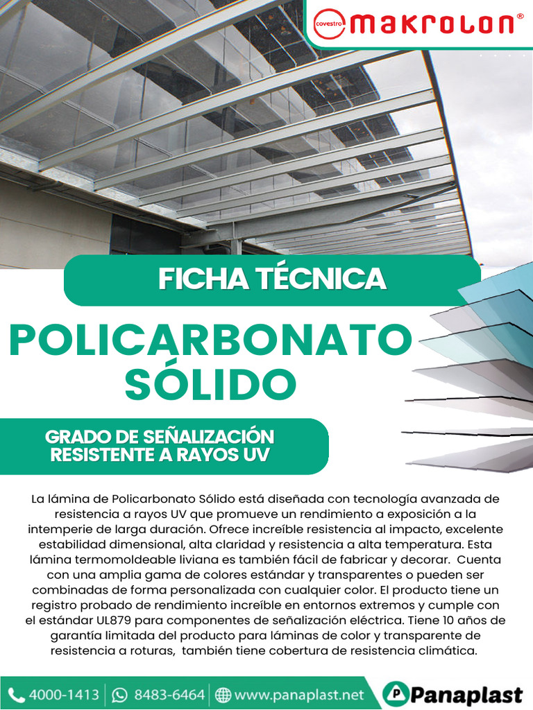 Policarbonato Sólido: Resistencia UV y Aplicaciones | PDF