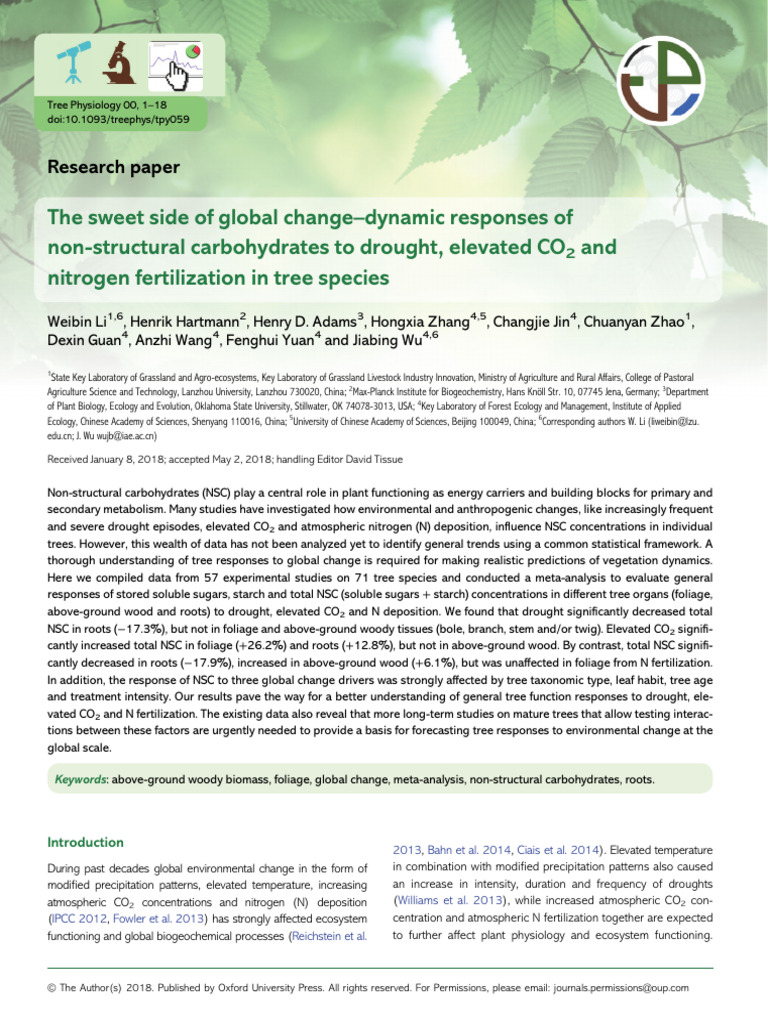 Li Et Al 2018 Tree Phys | PDF | Trees | Leaf