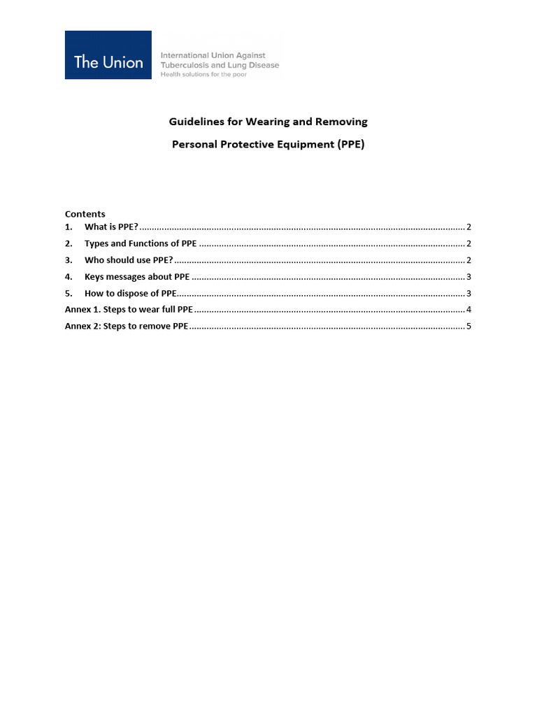 Guidelines For Wearing and Removing PPE - FINAL | PDF | Personal Protective Equipment | Safety