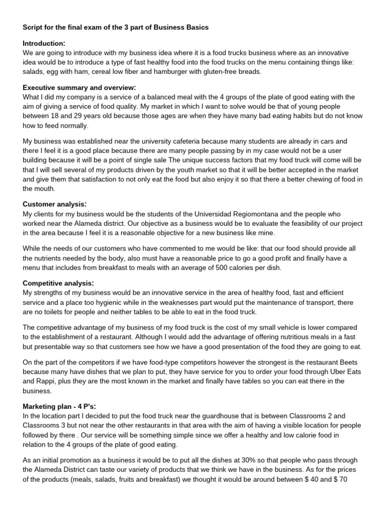 Script For The Final Exam of The 3 Part of Business Basics | PDF ...