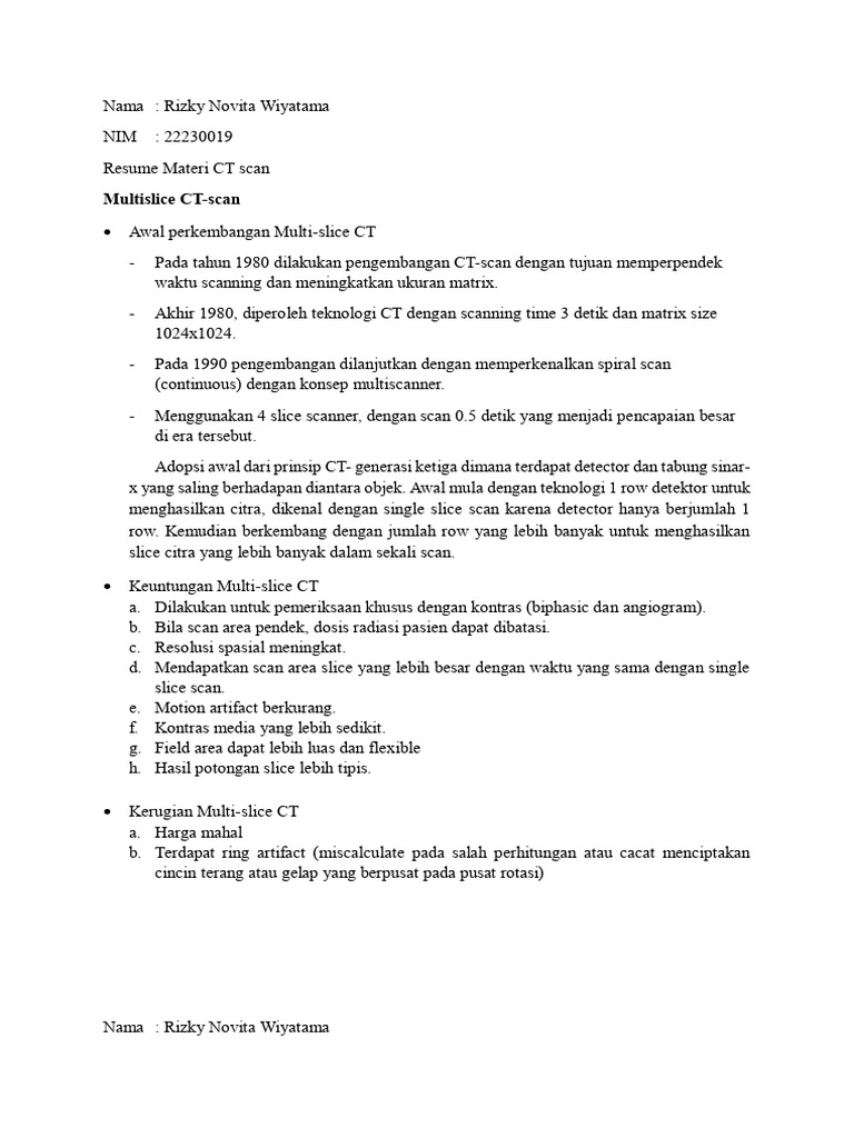 Tugas Resume CT Scan | PDF