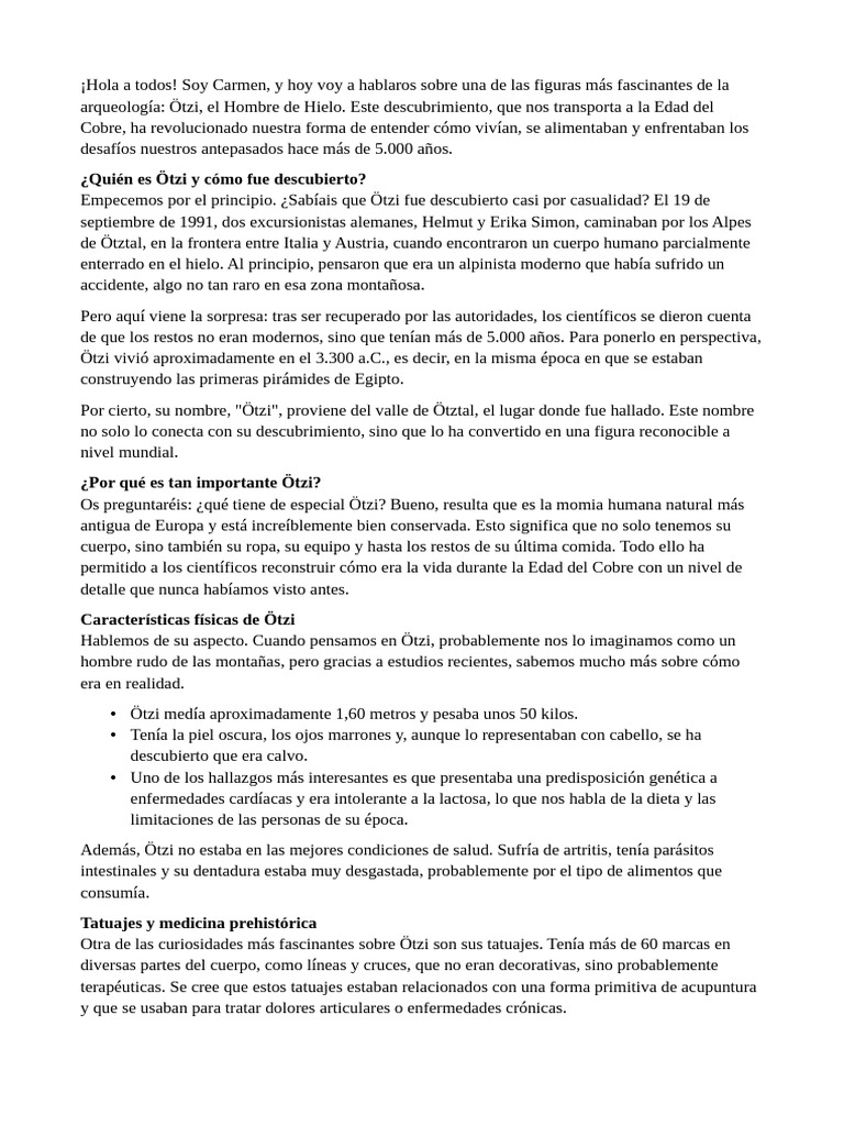 Ötzi El Hombre De Hielo Y Su Legado Pdf 2256