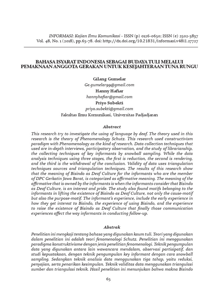 Bisindo: Budaya Tuli Indonesia | PDF