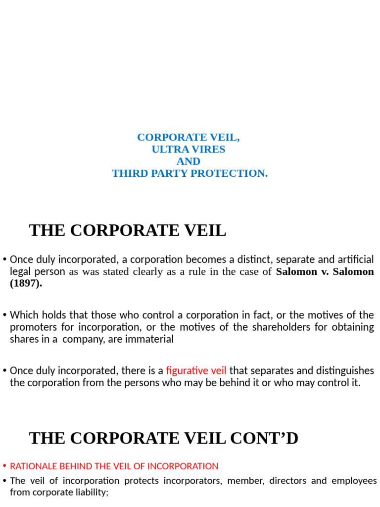 Corporate Veil and Liability Insights | PDF | Piercing The Corporate ...