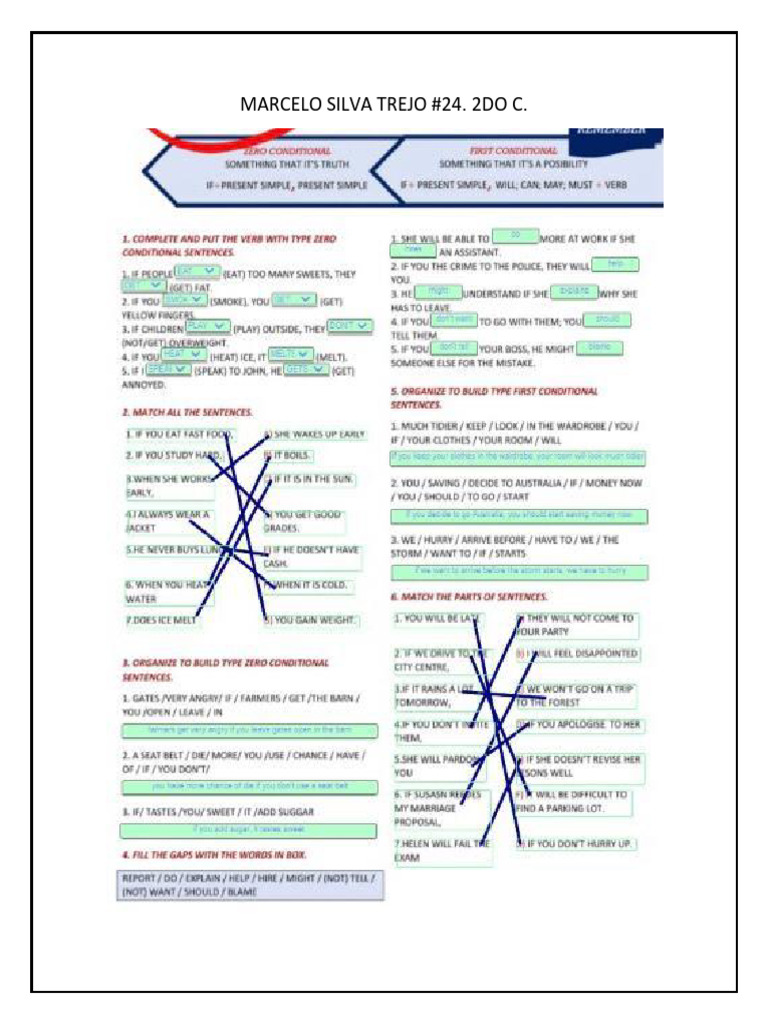 Unit 6.1 Real Conditionals. English. Marcelo Silva Trejo. 2do C | PDF