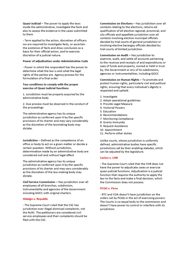 Admin Law Reviewer | PDF | Jurisdiction | Contempt Of Court