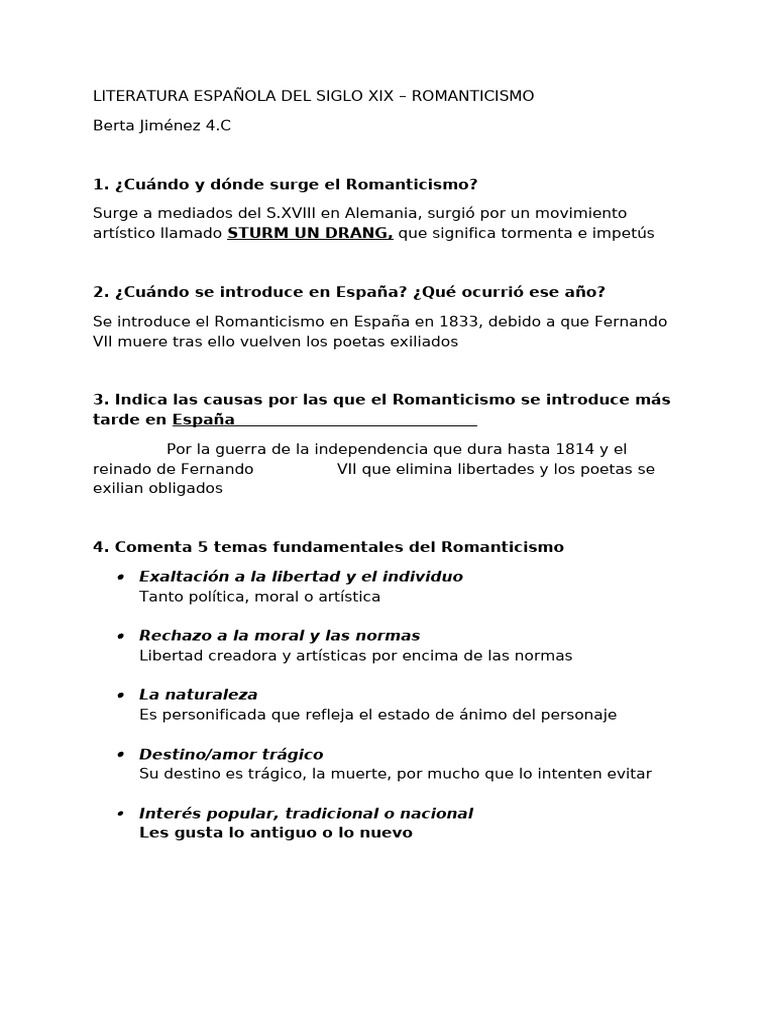 Documento Lengua Sint | PDF | Romanticismo