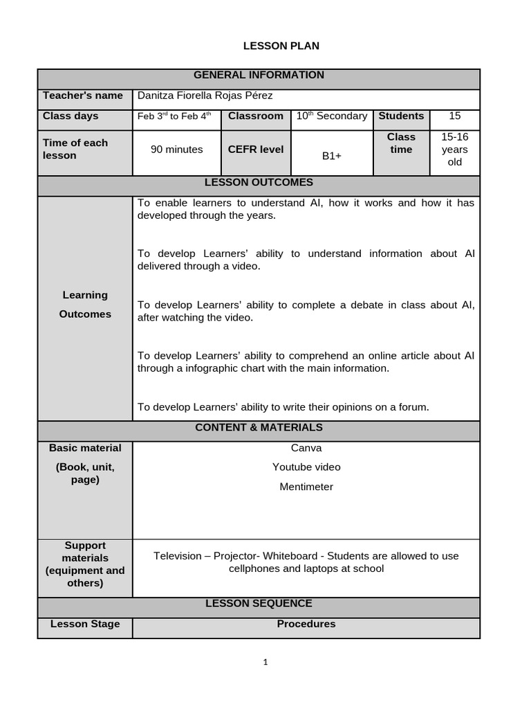 LESSON PLAN AI | PDF | Vocabulary | Word