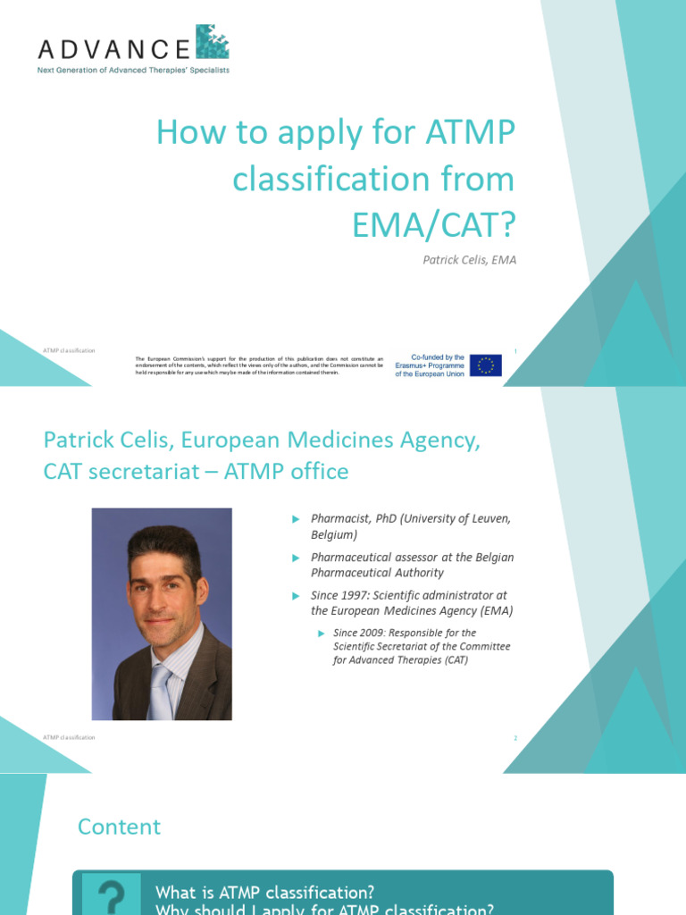 Slides ATMP Classification | PDF | Gene Therapy | Recombinant Dna