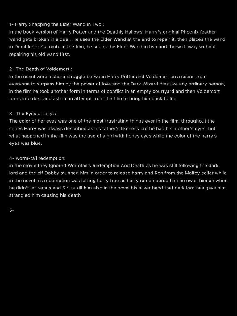 Harry Potter Film vs. Book Differences | PDF