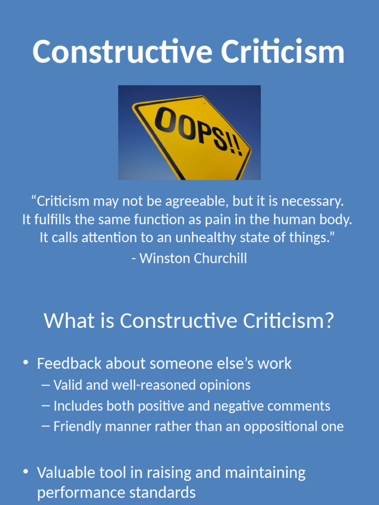 M7L4 PPT Constructive Criticism | PDF | Experience | Cognitive Science