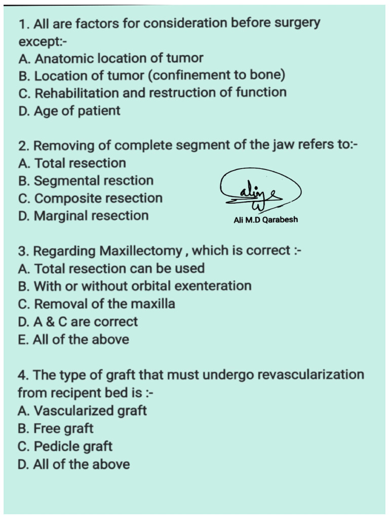 Surgical Mang, Reconstruction & Anomalies MCQ | PDF