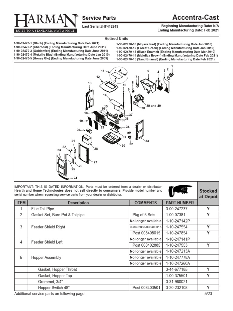 Accentra Stove - Service Part List | PDF