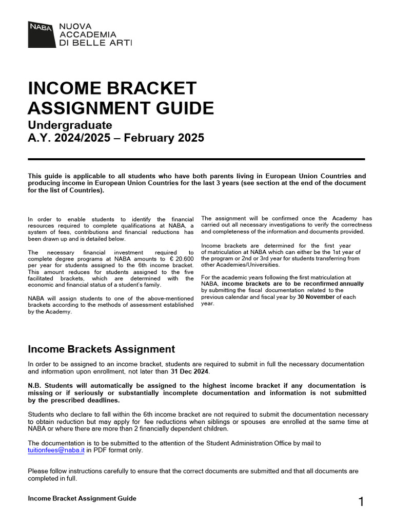 Income Bracket Assignment Guide UG February 2025 | PDF | Family | Taxes