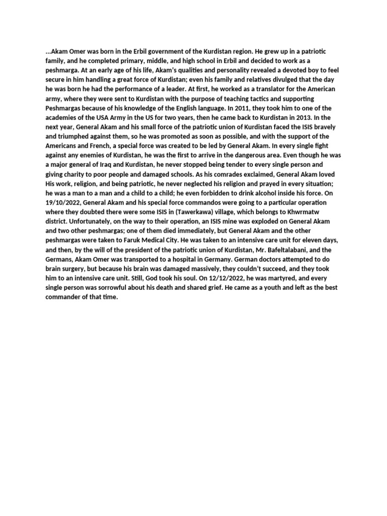 General Akam: A Kurdish Hero's Legacy | PDF
