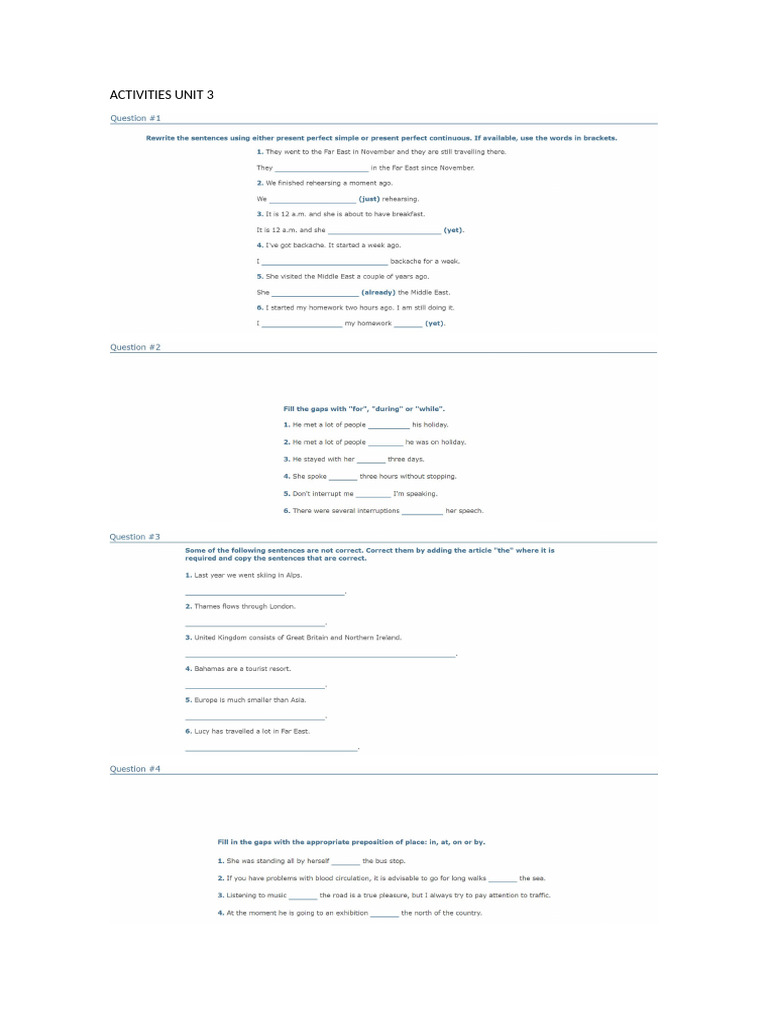 Activities Unit 3 | PDF